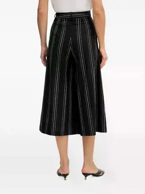 BENETTON Vertical-stripe Cropped Palazzo Pants - Black