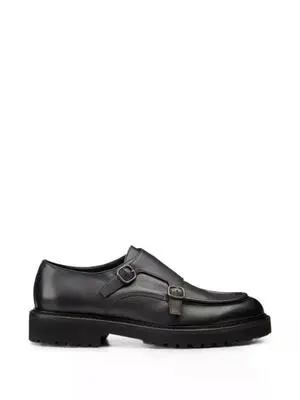 DOUCAL'S Double-buckle Leather Loafers - Black