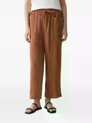 BENETTON Drawstring-waist Straight-leg Cropped Trousers - Brown