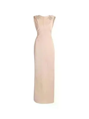 Erdem Embroidered Draped Gown Maxi Dress - Neutrals