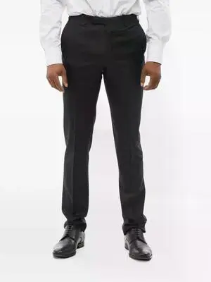 Corneliani Pressed-crease Virgin Wool Trousers - Black