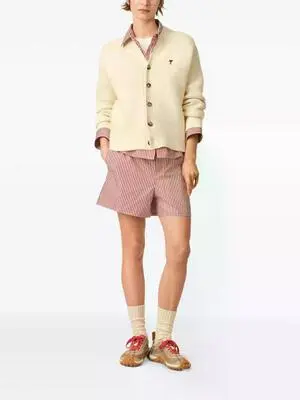 AMI Paris Cotton And Wool Arrow Cardigan - Neutrals