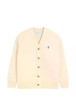 AMI Paris Cotton And Wool Arrow Cardigan - Neutrals