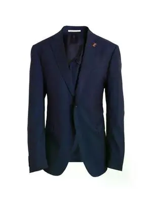 Pal Zileri Logo-plaque Single-breasted Blazer - Blue