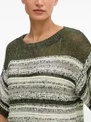BENETTON Striped Short-sleeved Cropped Sweater
