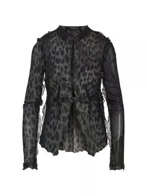 Gucci Leopard Print Silk Blouse - Black