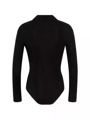 CAYET Jill Ribbed-knit Bodysuit - Black