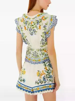 Farm Rio Floral Print Scalloped Edge Shorts