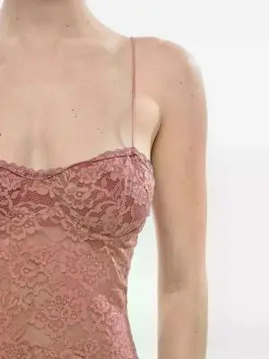 Oseree Lace-overlay Fitted Midi Dress