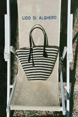 LIFFNER Straw Basket Black And Cream - Multi