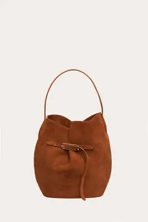 LIFFNER Belted Bucket Bag Large Saddle Suede - Brown