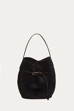 LIFFNER Large Suede Belted Bucket Bag - Black
