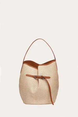 LIFFNER Belted Bucket Bag In Raffia