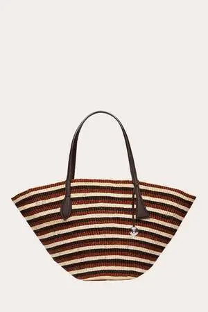 LIFFNER Sprout Basket Multi Striped Woven Tote - Black