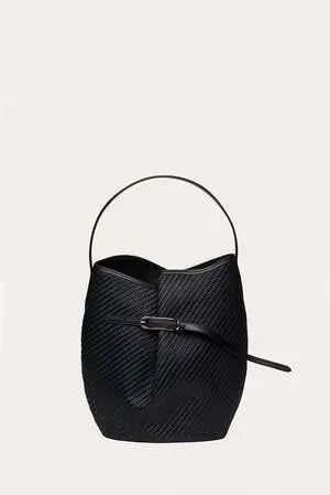 LIFFNER Belted Raffia Bucket Bag - Beige