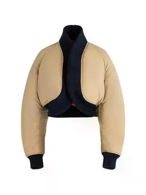 JEAN PAUL GAULTIER Ribbed Detail Bomber Jacket - Neutrals