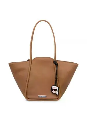 Karl Lagerfeld Logo-plaque Pebbled-effect Tote Bag - Brown