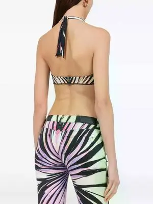 Roberto Cavalli Palm-print Bikini Top