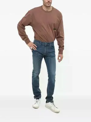 Corneliani Logo-patch Contrast-stitch Straight-leg Jeans