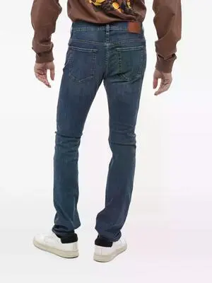 Corneliani Logo-patch Contrast-stitch Straight-leg Jeans