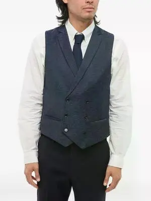 Corneliani Double-breasted Patterned Waistcoat - Blue