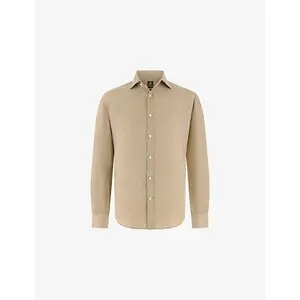 Boggi Milano Long-sleeve Regular-fit Linen Shirt - Sand