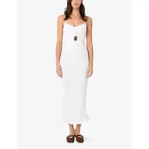 AMY LYNN Chelsea Smocked Cotton Maxi Skirt - Ivory