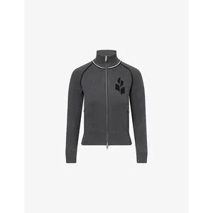 Isabel Marant Étoile Lanya Intarsia-logo Knit Cardigan - Anthracite/black