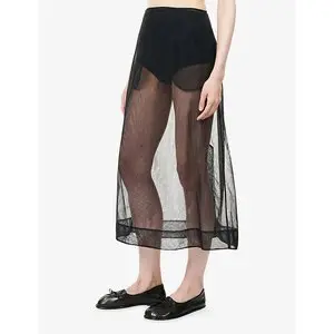 Simone Rocha Ripple Sheer Mesh Midi Skirt