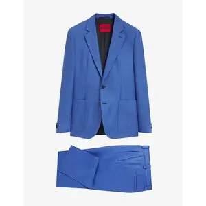 Hugo Single-breasted Slim-fit Linen Suit - Open Blue