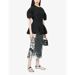Simone Rocha Short-sleeve Peplum Satin Top