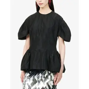 Simone Rocha Short-sleeve Peplum Satin Top