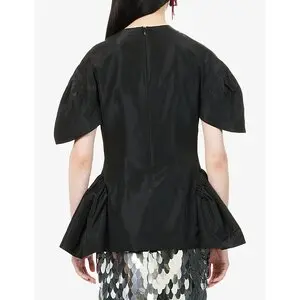 Simone Rocha Short-sleeve Peplum Satin Top