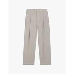 BOSS Wide-leg Relaxed-fit Wool Trousers - Light Beige