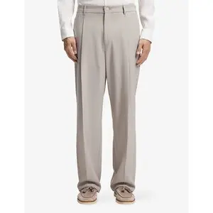 BOSS Wide-leg Relaxed-fit Wool Trousers