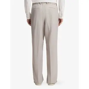 BOSS Wide-leg Relaxed-fit Wool Trousers