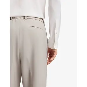 BOSS Wide-leg Relaxed-fit Wool Trousers