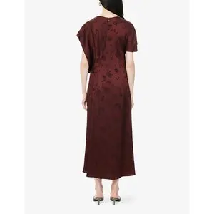 Erdem Floral Jacquard Satin Midi Dress - Bordeaux