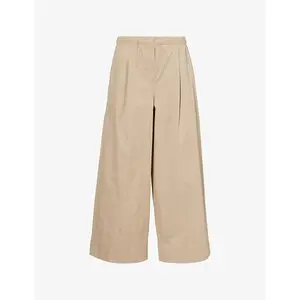 Max Mara Drawstring Wide-leg Cotton Trousers - Beige