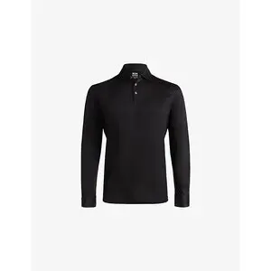 Boggi Milano Long-sleeve Supima-cotton Polo Shirt - Black