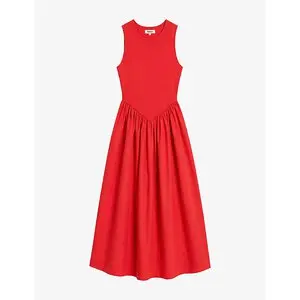 RO&ZO Sleeveless Jersey-bodice Cotton Midi Dress