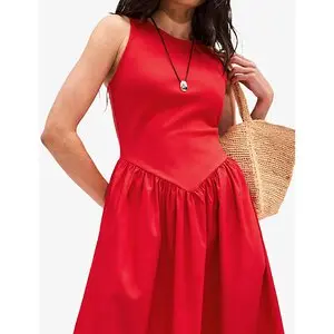 RO&ZO Sleeveless Jersey-bodice Cotton Midi Dress