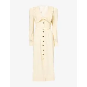 Alessandra Rich Floral-print Silk Midi Dress - Vanilla