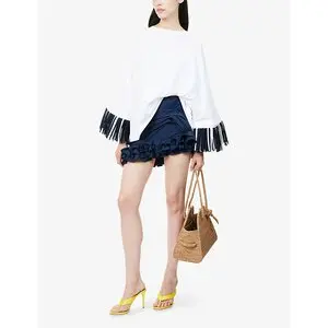 Jacquemus La Playa Ruffled Jersey Mini Skirt - Navy