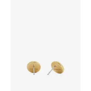 COACH Signature C Enamel And Gold-plated Brass Stud Earrings