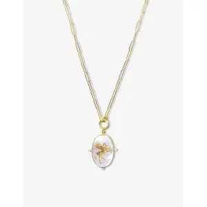 LA MAISON COUTURE Ece London The Pegasus Ii 22ct Yellow Gold Vermeil Mother Of Pearl And Zircon Necklace - White