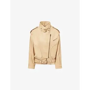 Isabel Marant Étoile Farza Funnel-neck Leather Jacket - Beige