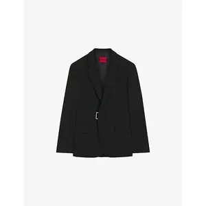Hugo Slim-fit Metal-buckle Woven Blazer - Black