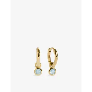 Monica Vinader March Birthstone 18ct Yellow- Vermeil And Aquamarine Huggie Earrings - Gold