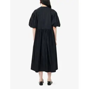 Simone Rocha Puff Sleeve Gathered Bow Cotton Midi Dress